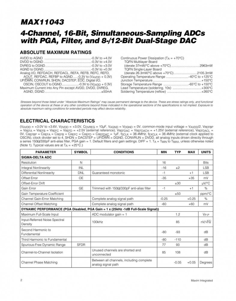MAX11043 technical document page 2