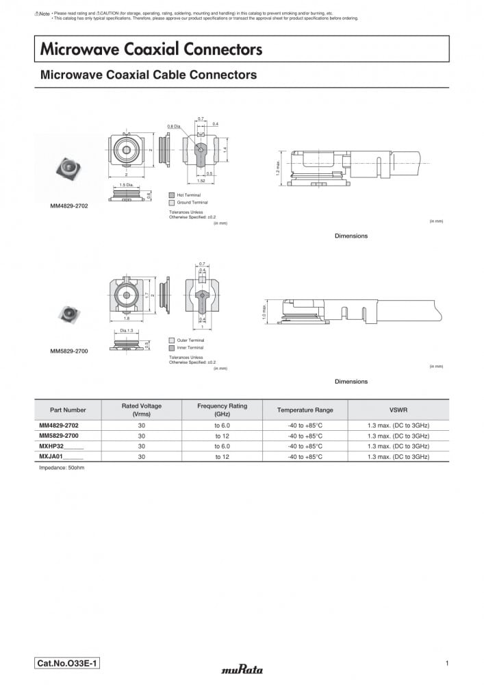 muRata MM4829-2702 technical document page 1