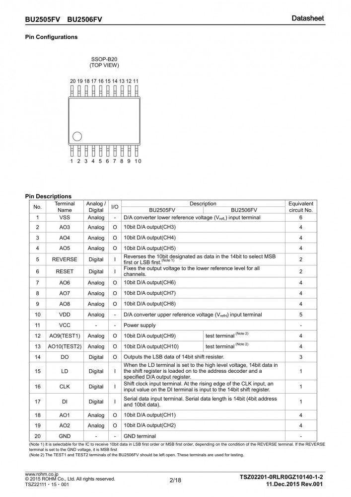 BU2506FV-E2 datasheet page 2