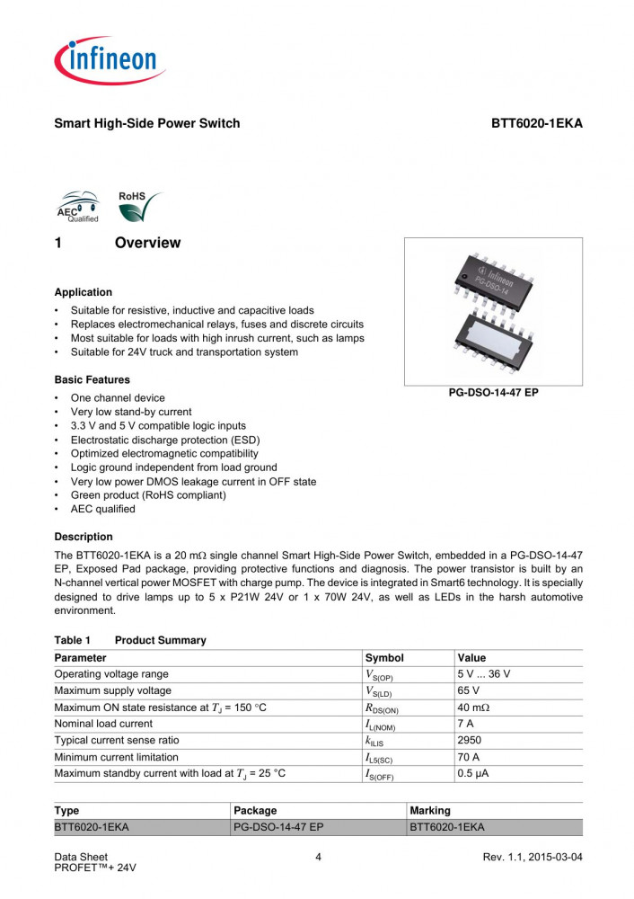 BTT6020-1EKA datasheet page 4
