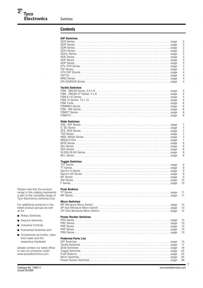 TE Connectivity switches catalog page 2