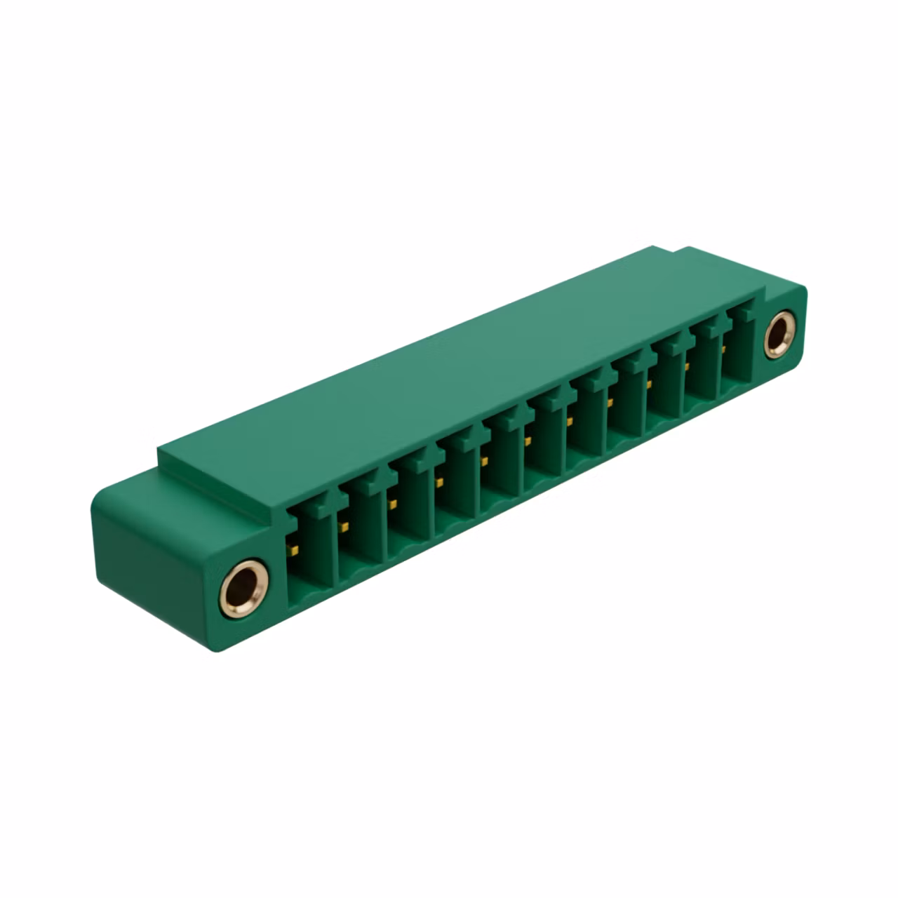 3.50mm Pitch Eurostyle Right-Angle PCB Header, with Threaded Retention Inserts, Green Housing, Gold (Au) Plated, 11 Circuits for sale