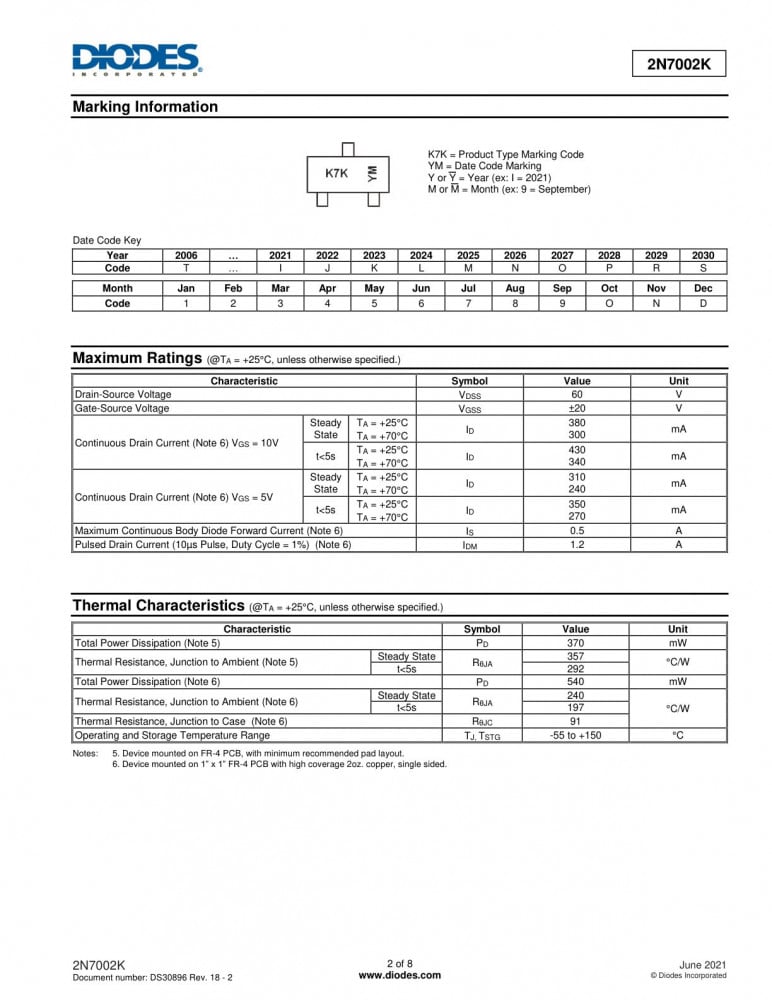 2N7002KQ-13 datasheet page 2