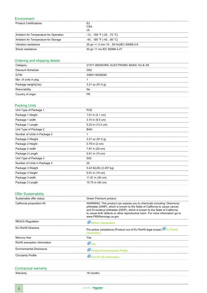 XS112B3NAL2 technical document page 2