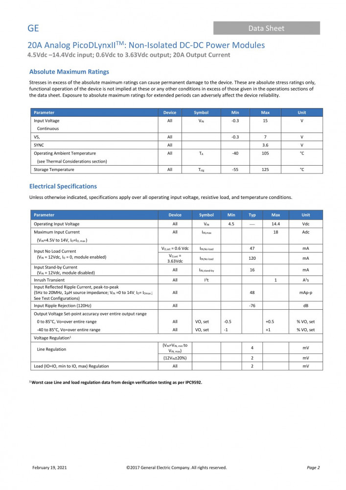 PKX020A0X3-SRZ datasheet page 2