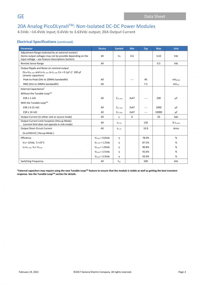 PKX020A0X3-SRZ datasheet page 3