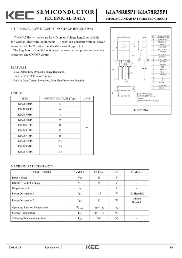 KEC KIA78R09PI-U/P datasheet page 1