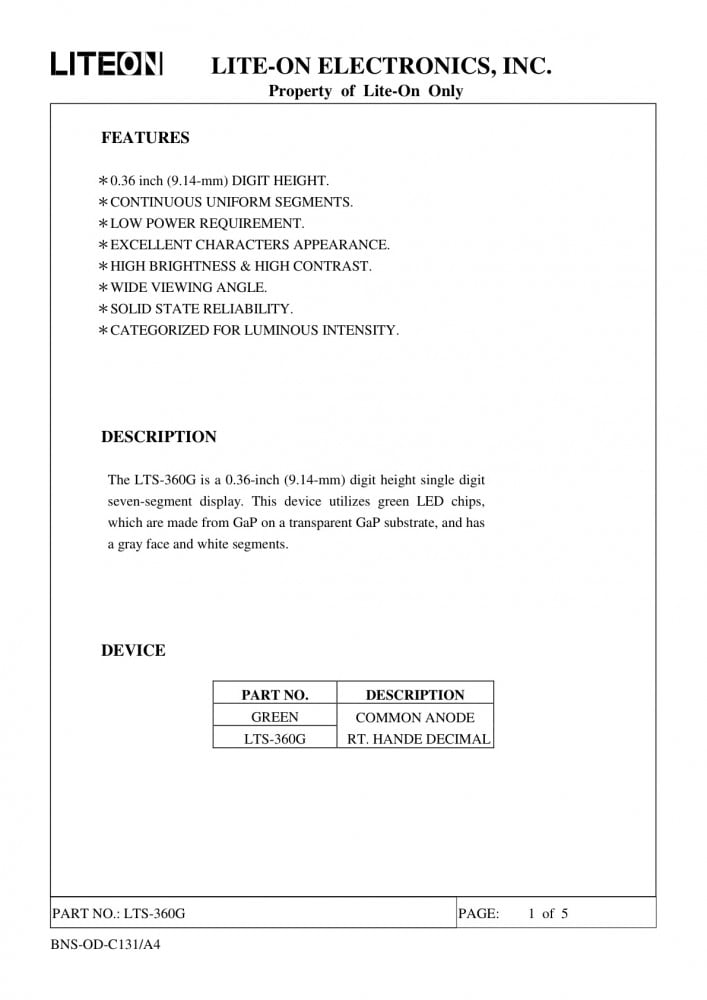LTS-360G datasheet page 2