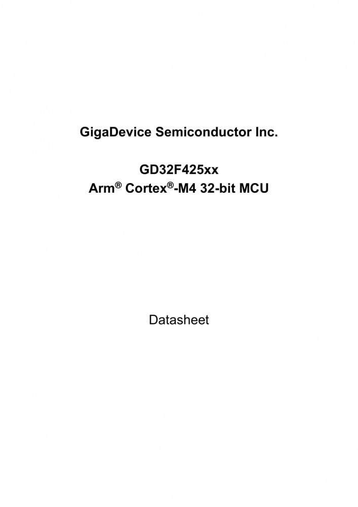 GD32F425xx datasheet page 1