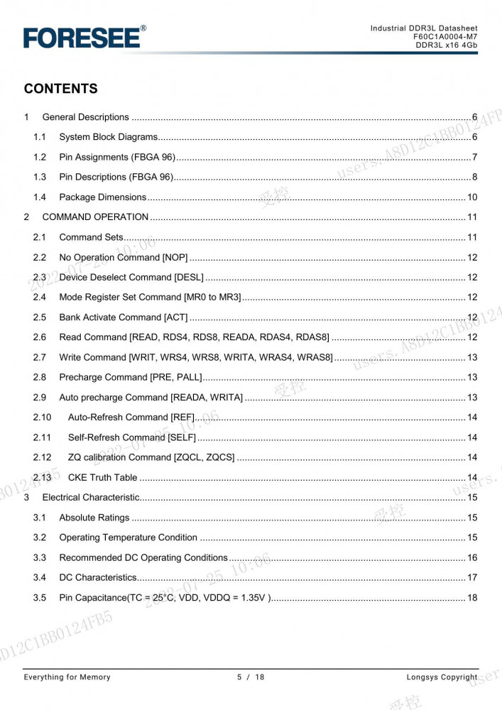 FORESEE DDR3L datasheet page 5