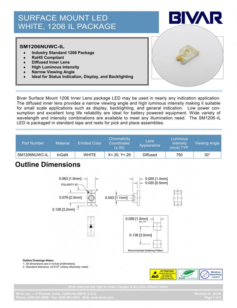 BIVAR SM1206NUWC-IL datasheet page 1