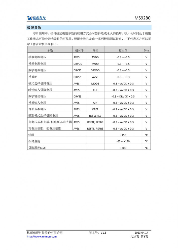 MS9280 datasheet page 5