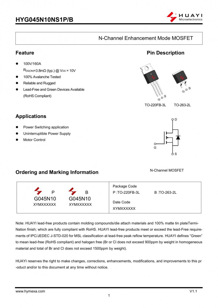 HYG045N10NS1 datasheet page 1