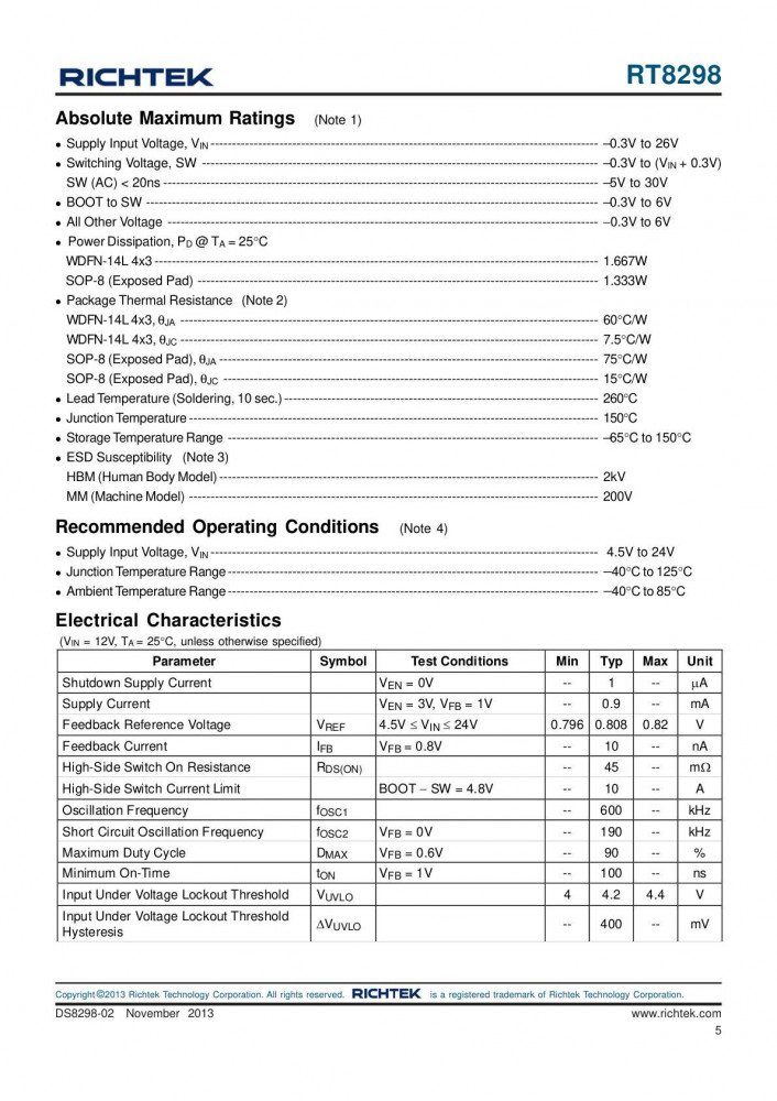 RT8298 technical document page 5