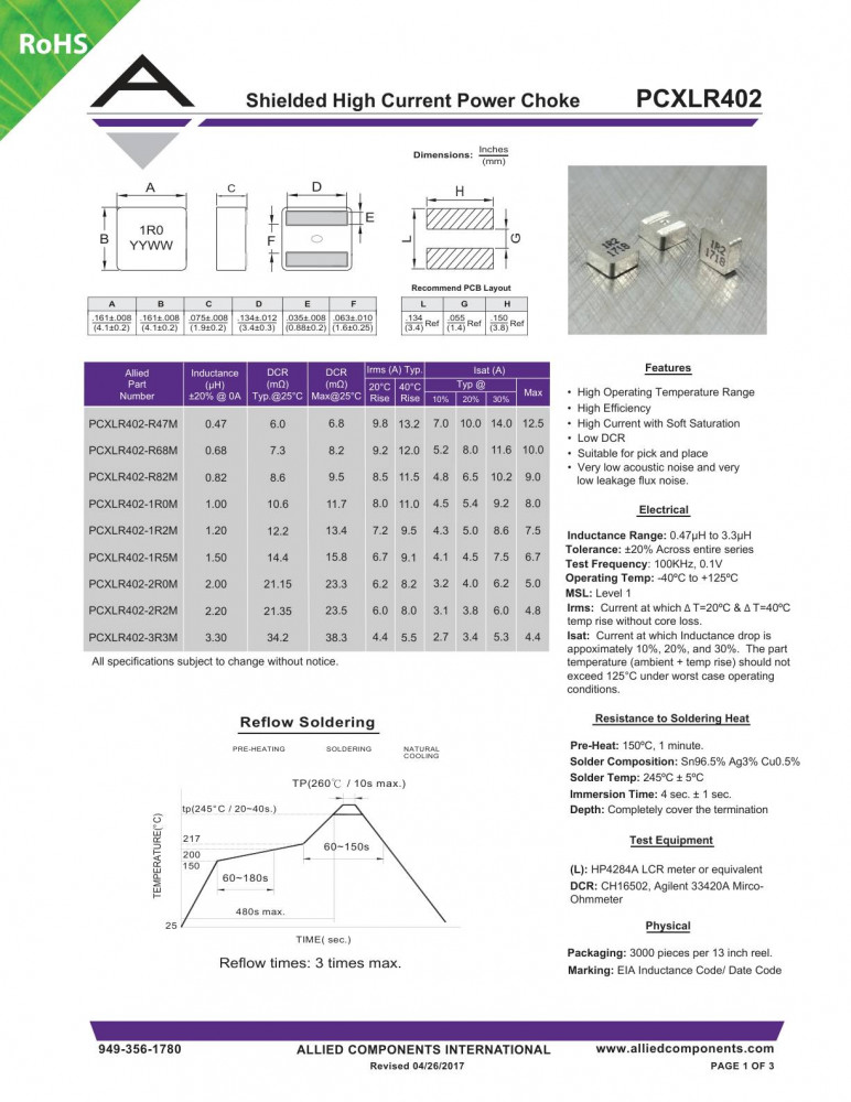 PCXLR402-R47M technical document page 1
