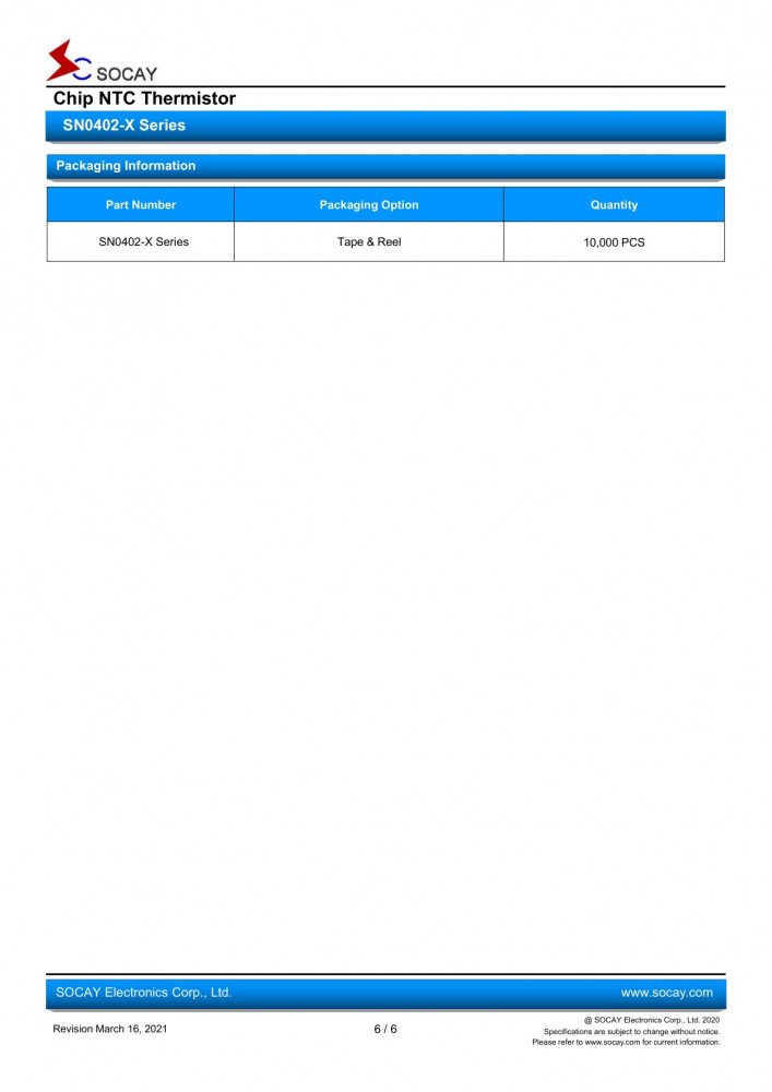 SOCAY SN0402-X series document page 6