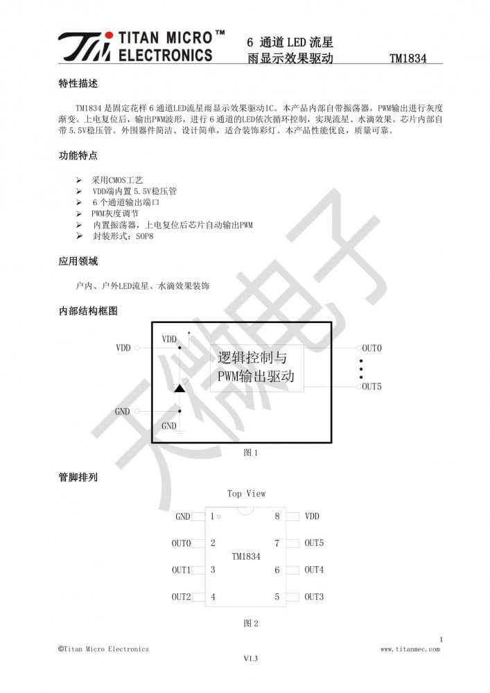 TM1834 datasheet page 1