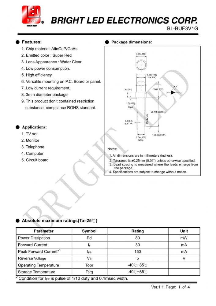 BL-BUF3V1G product document page 1
