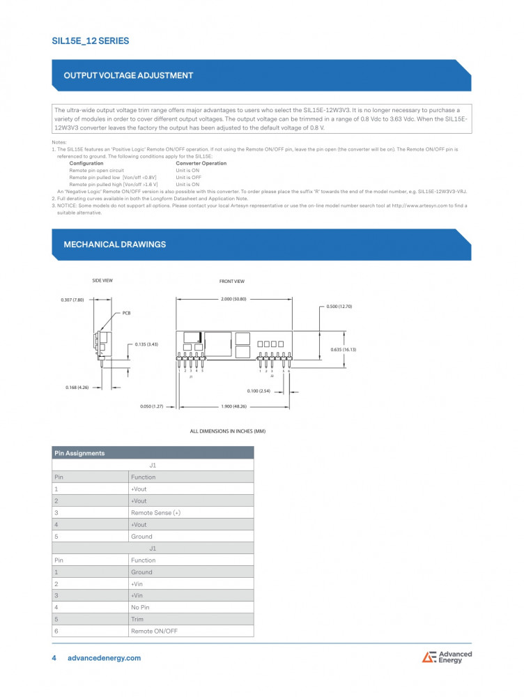 Artesyn SIL15E datasheet page 4
