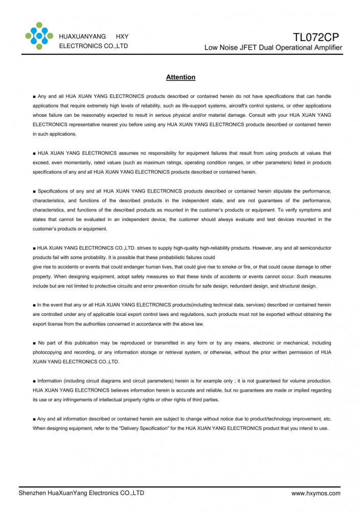 TL072CP-HXY technical document page 6