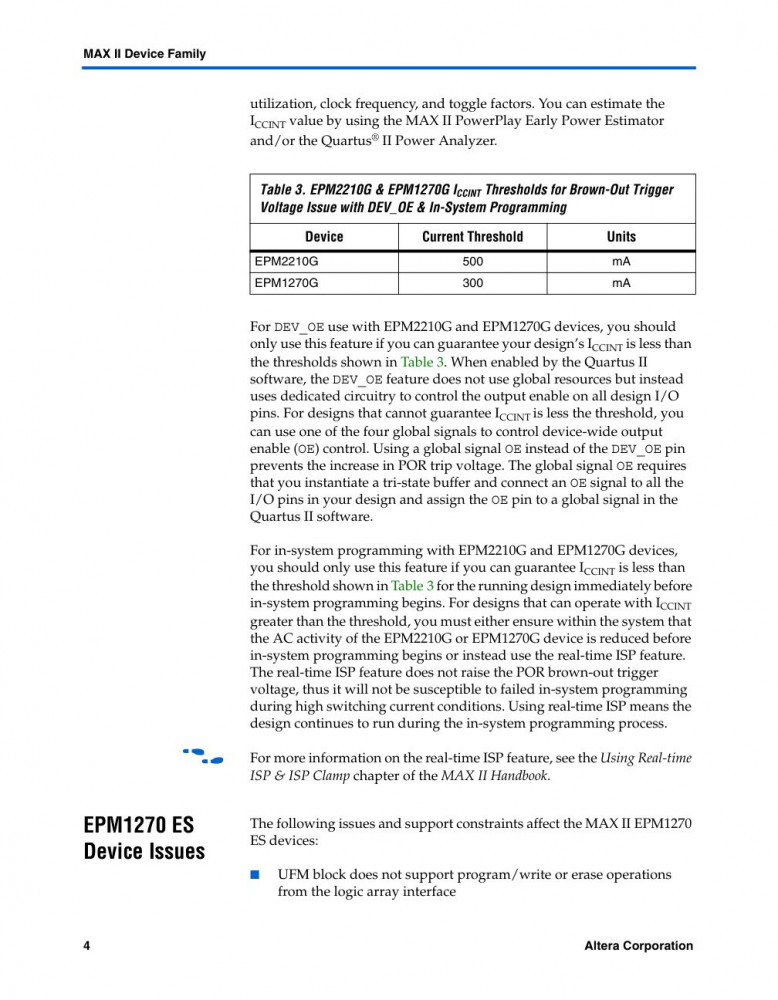 MAX II errata page 4