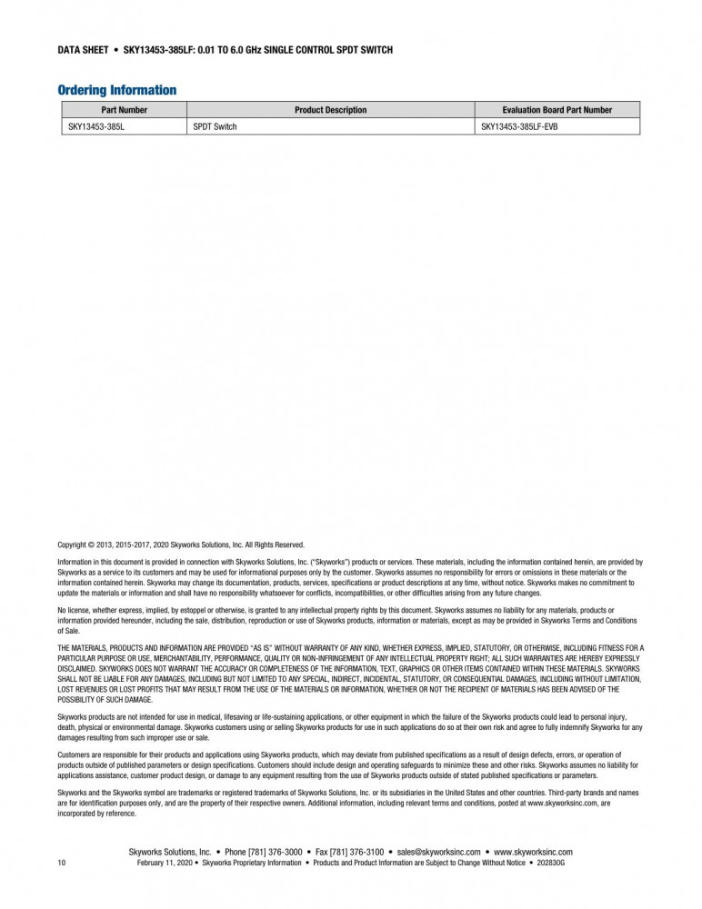 SKY13453-385LF datasheet page 10