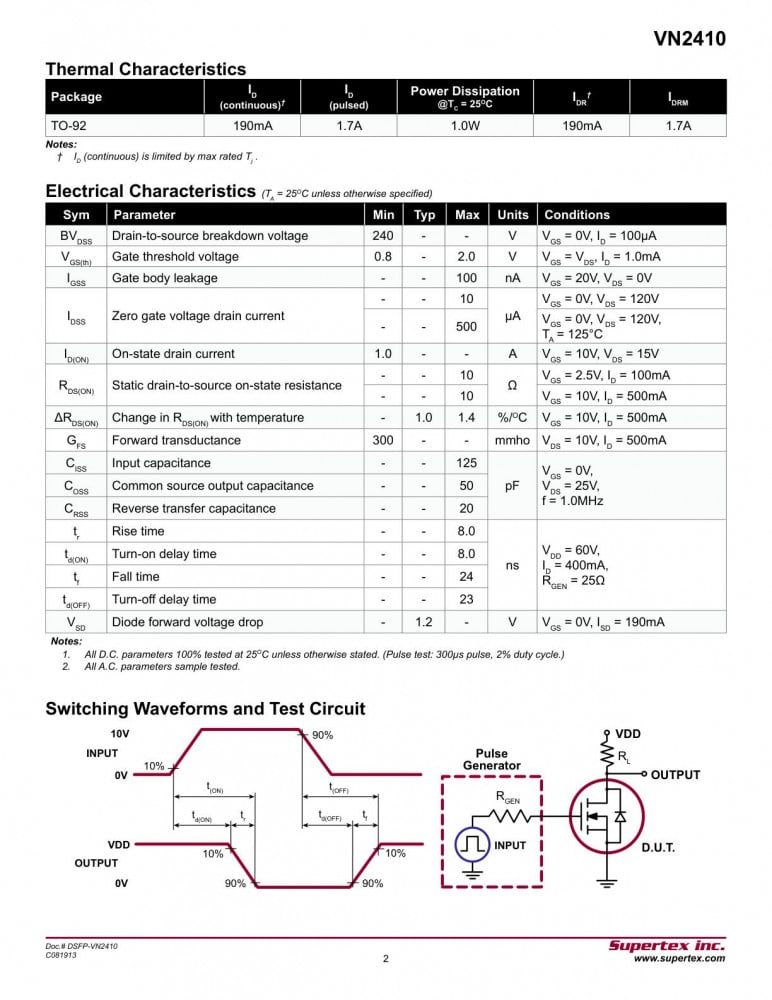 VN2410L-G-P013 datasheet page 2