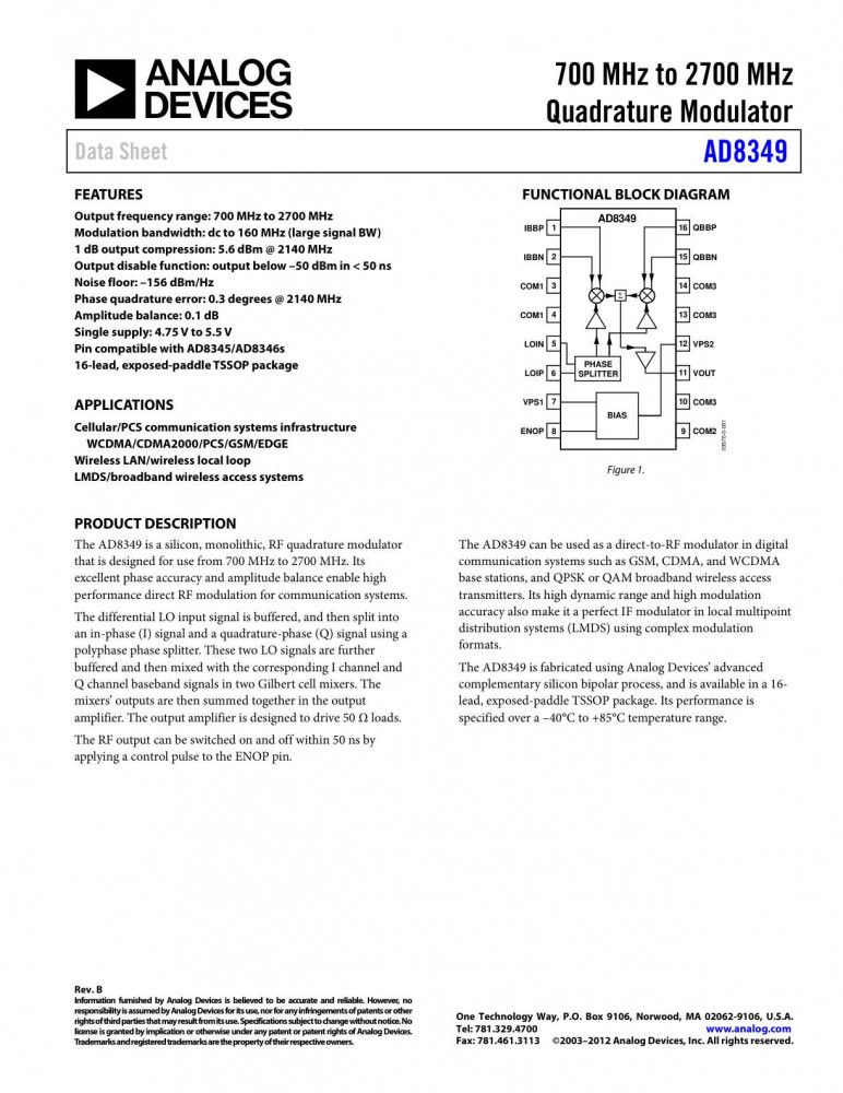 AD8349 document page 1
