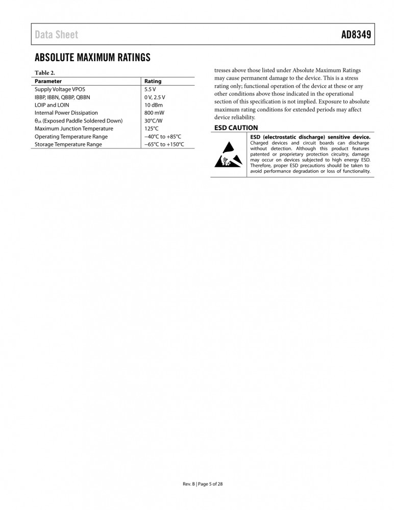 AD8349 document page 5