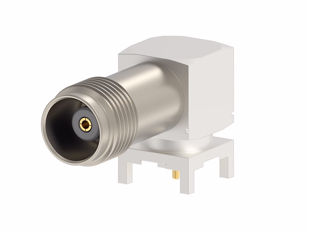 TNC Jack, Straight, PCB Receptacle, Through Hole, Brass Body, Nickel (Ni) Plated, IP68, 50 Ohms