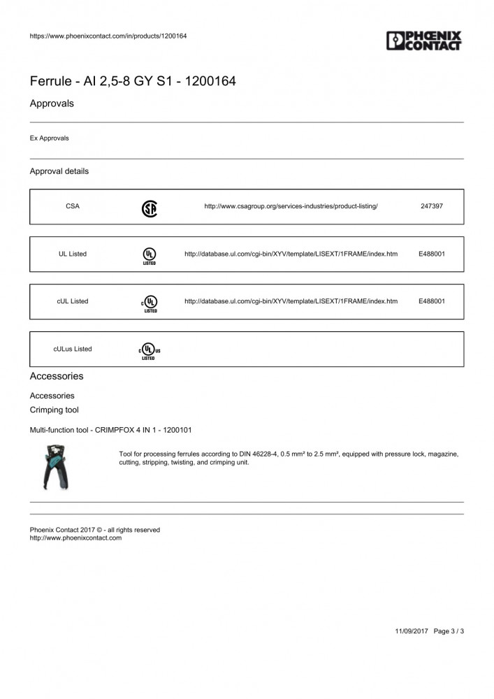 Phoenix Contact 1200164 technical document page 3