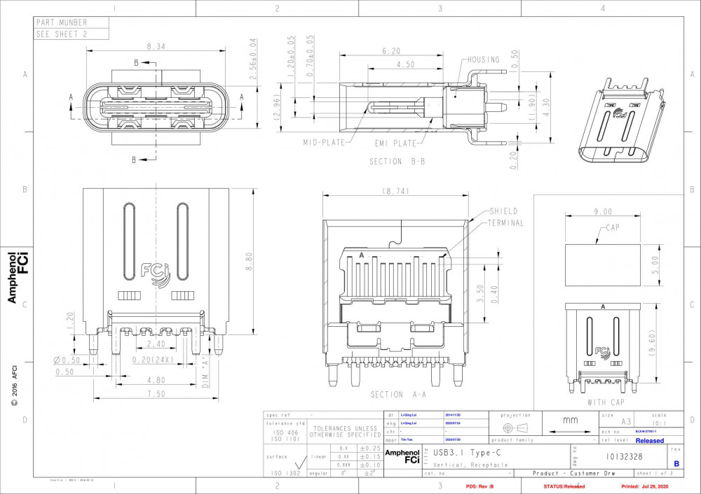 Amphenol 10132328 drawing page 1