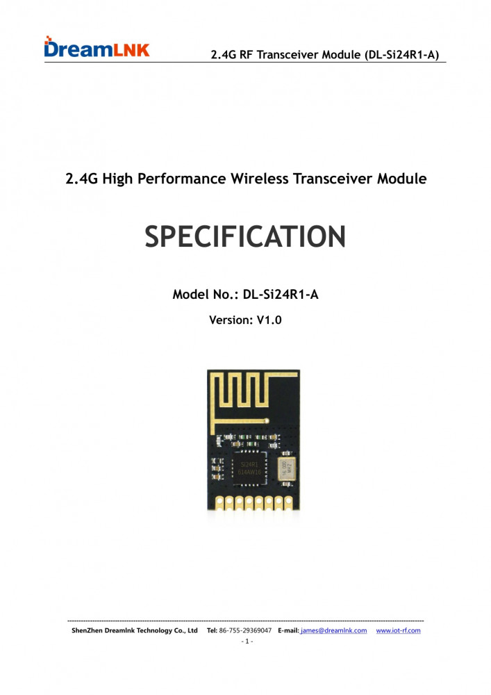 DL-Si24R1-A datasheet page 1