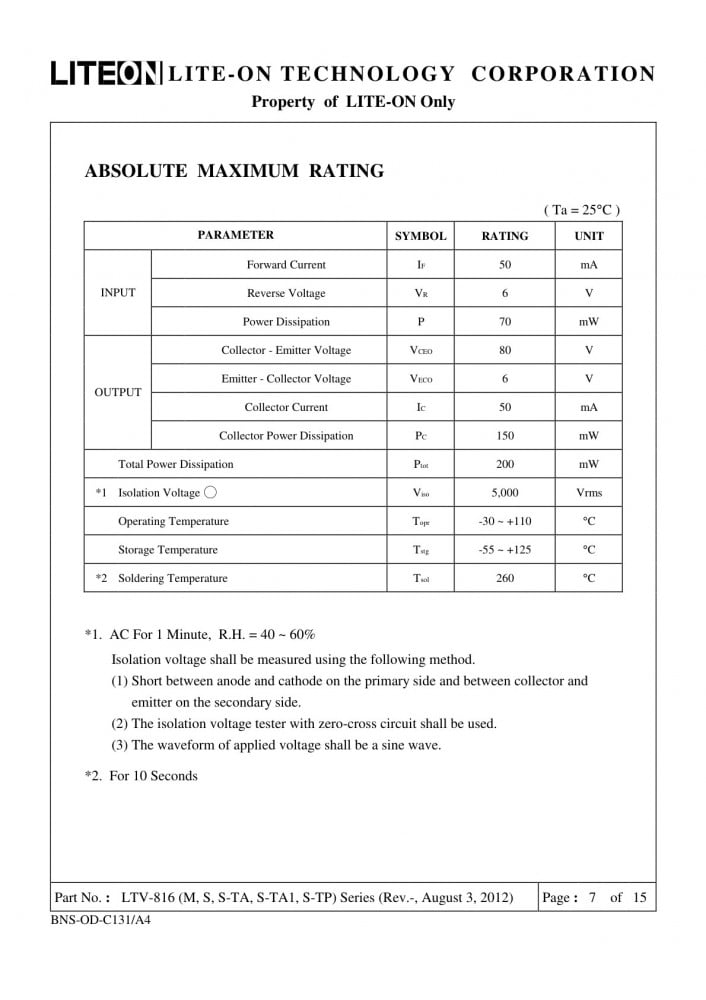 LTV-816 datasheet page 7