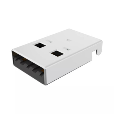 Universal Serial Bus (USB) Shielded I/O Plug, Type A, Right-Angle, Surface Mount, Straight Tab 3.80mm, 0.76µm Gold (Au) Plating, PCB Thickness 1.60mm, Tape on Reel Package, Lead-Free for sale