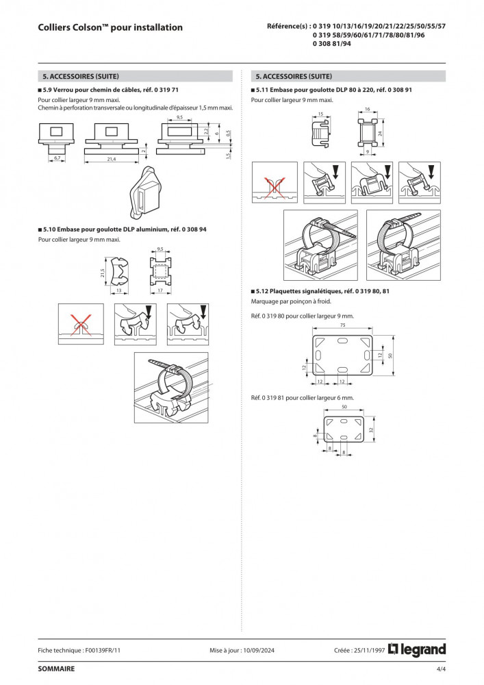 Legrand Colson technical document, page 4