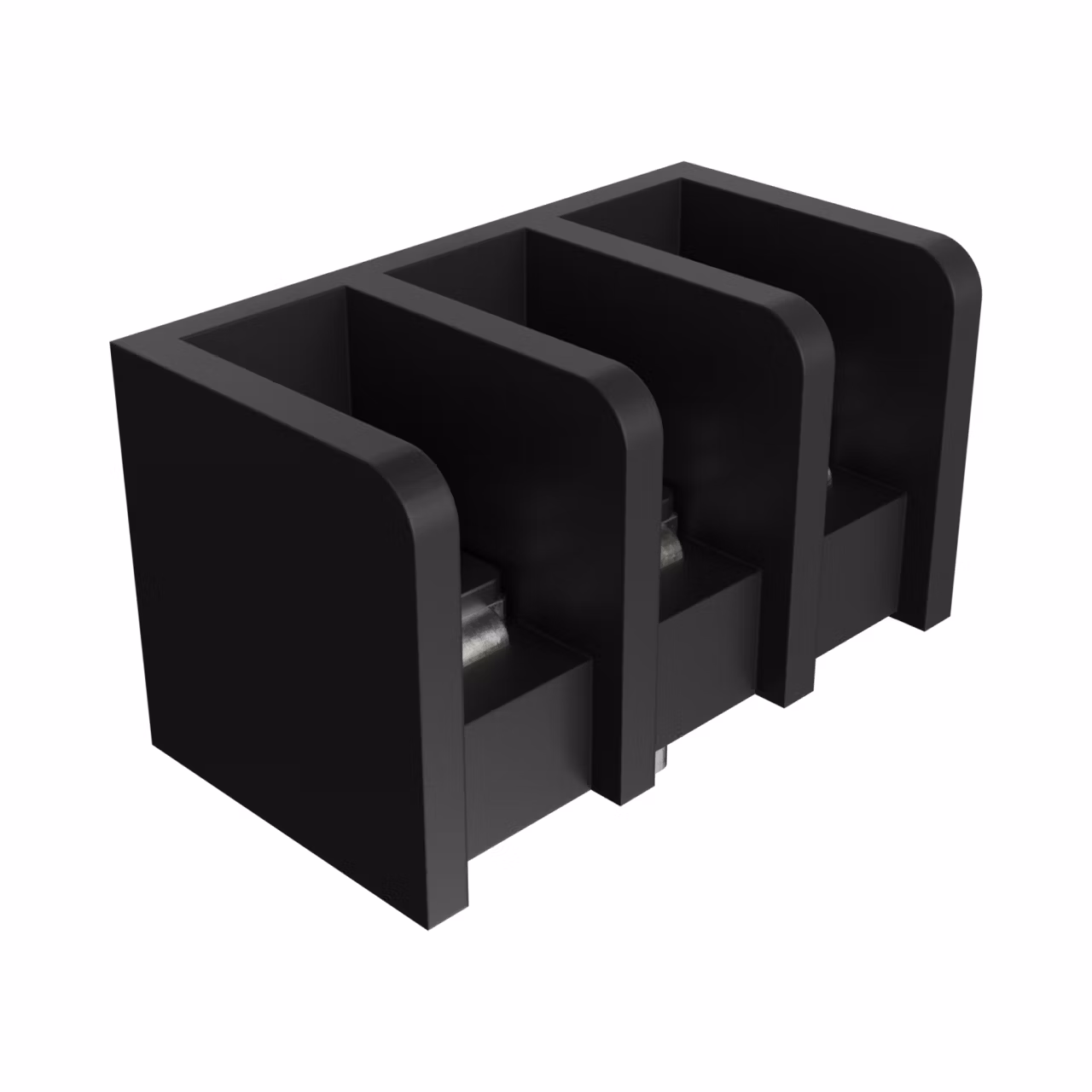 12.70mm Pitch, Single Row, Tri-Barrier Terminal Strip, without Mounting Ends, Black, Steel Screws, 3 Circuits for sale