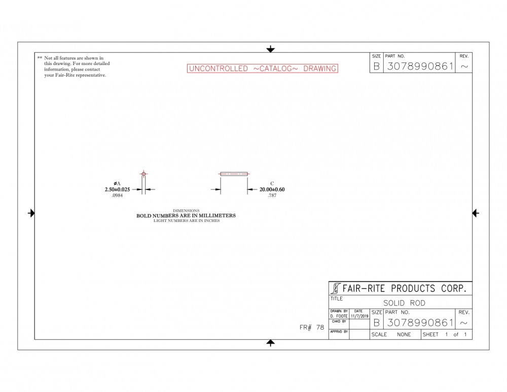 Fair-Rite 3078990861 technical document preview