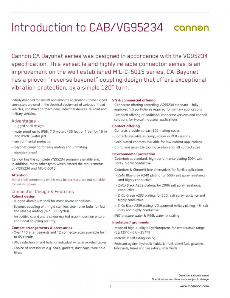ITT CANNON VG95234 technical document page 4