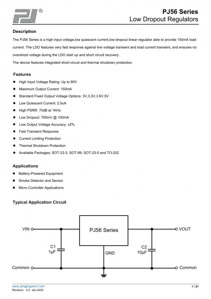 PJ56L33SE datasheet page 1