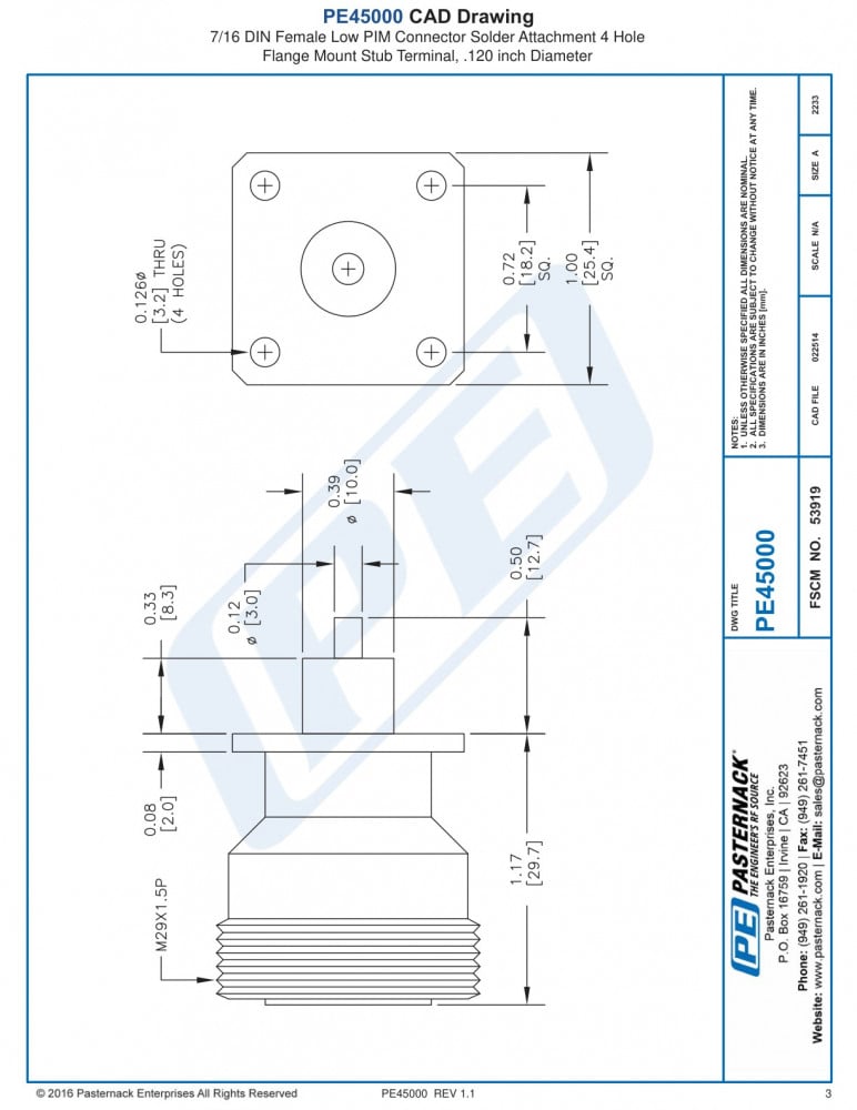 PE45000 technical datasheet page 3