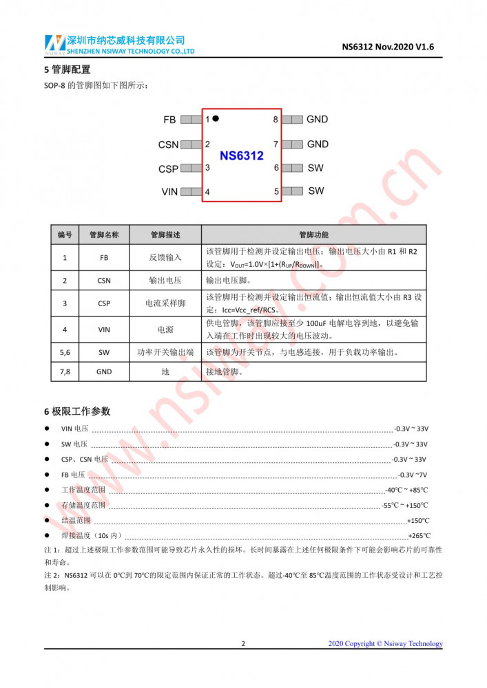 NS6312 datasheet page 2