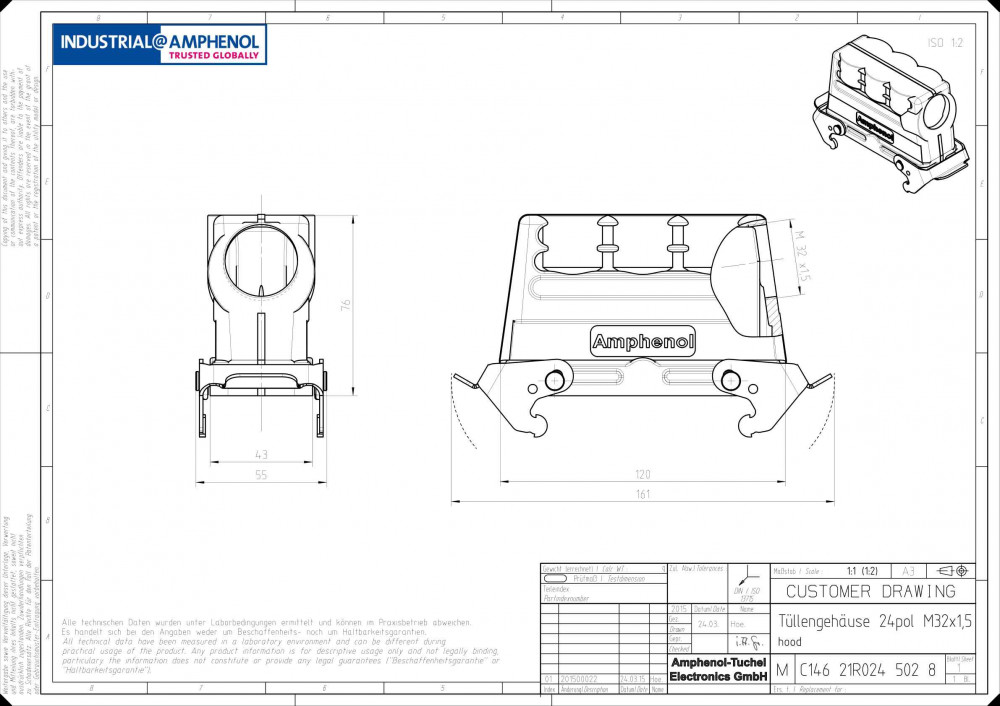 Amphenol C14621R0245028 customer drawing