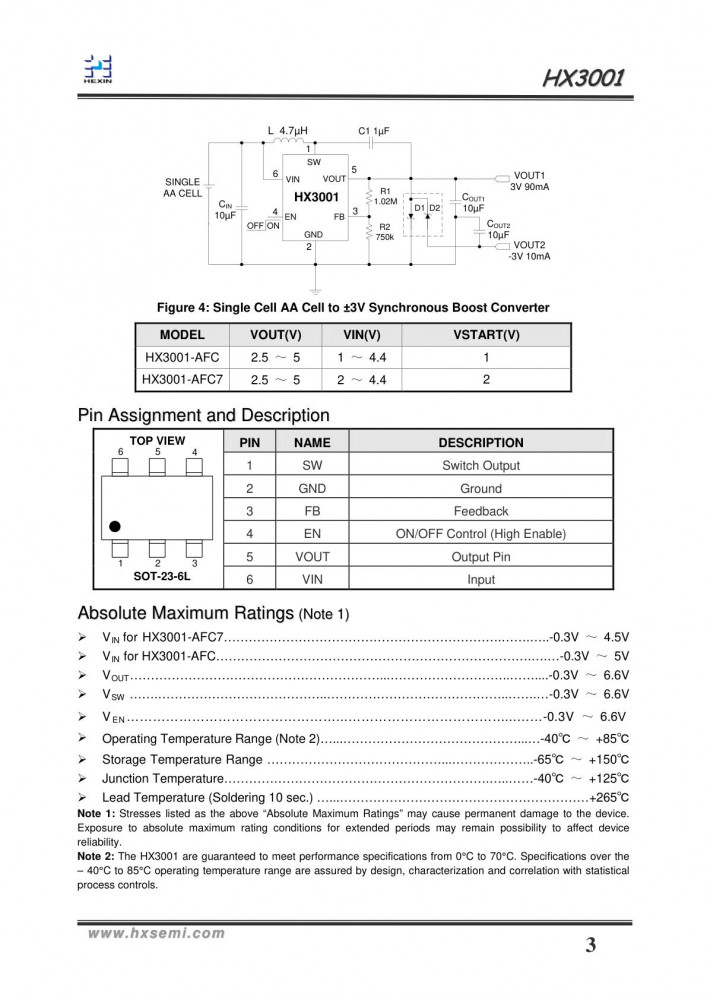 HX3001-AFC datasheet page 3