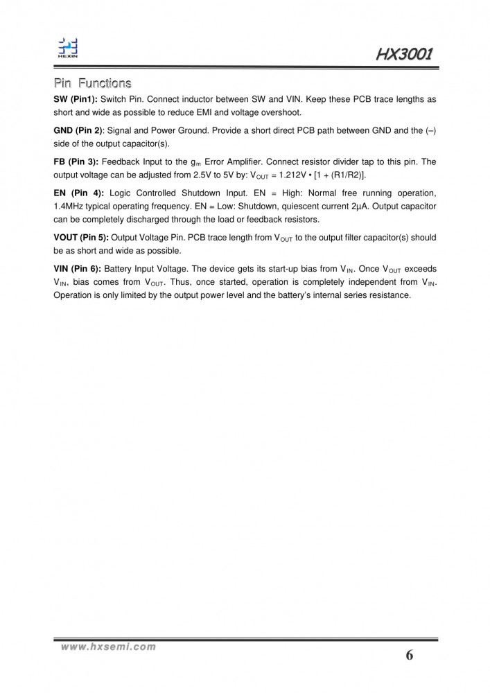 HX3001-AFC datasheet page 6