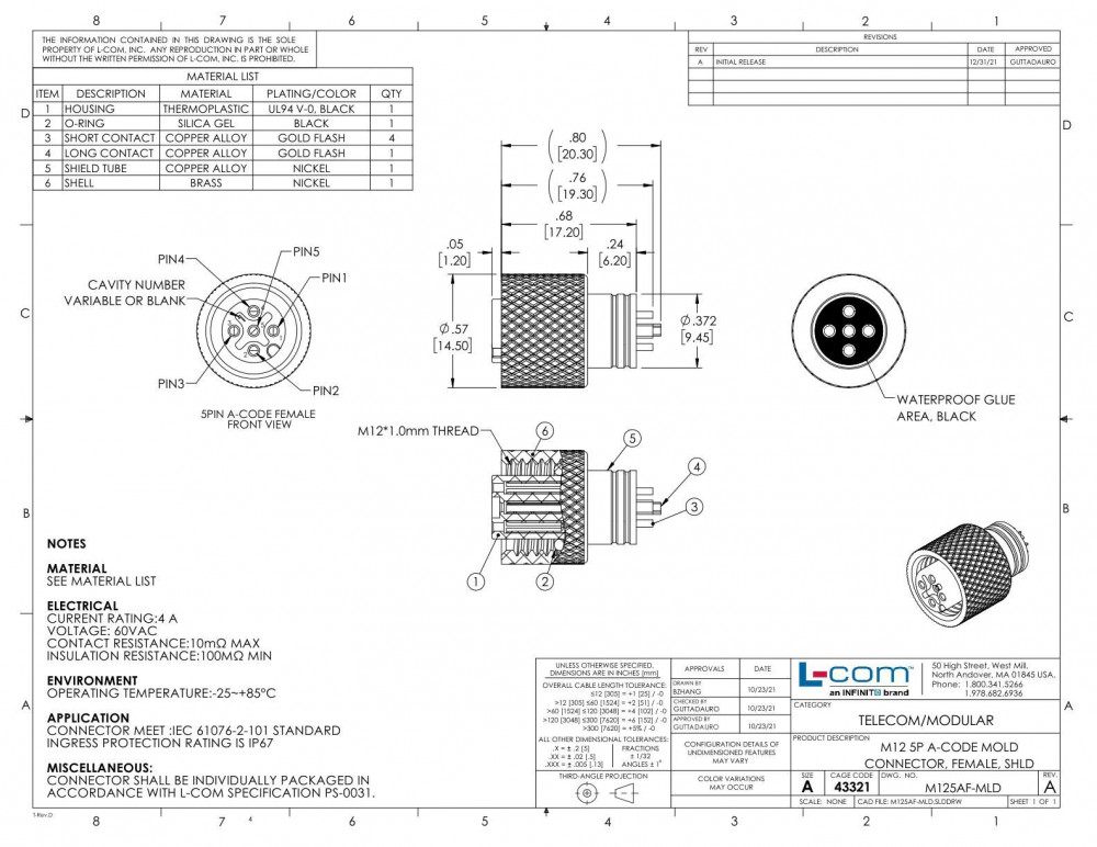 L-com M125AF-MLD technical drawing preview