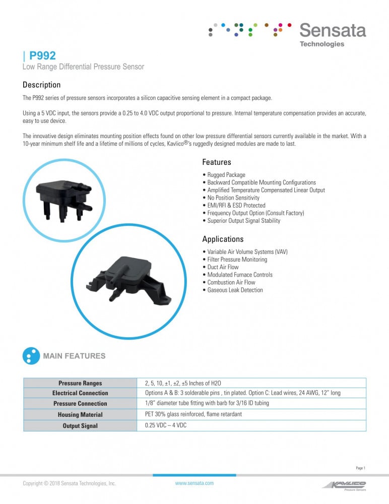 P992 datasheet page 1