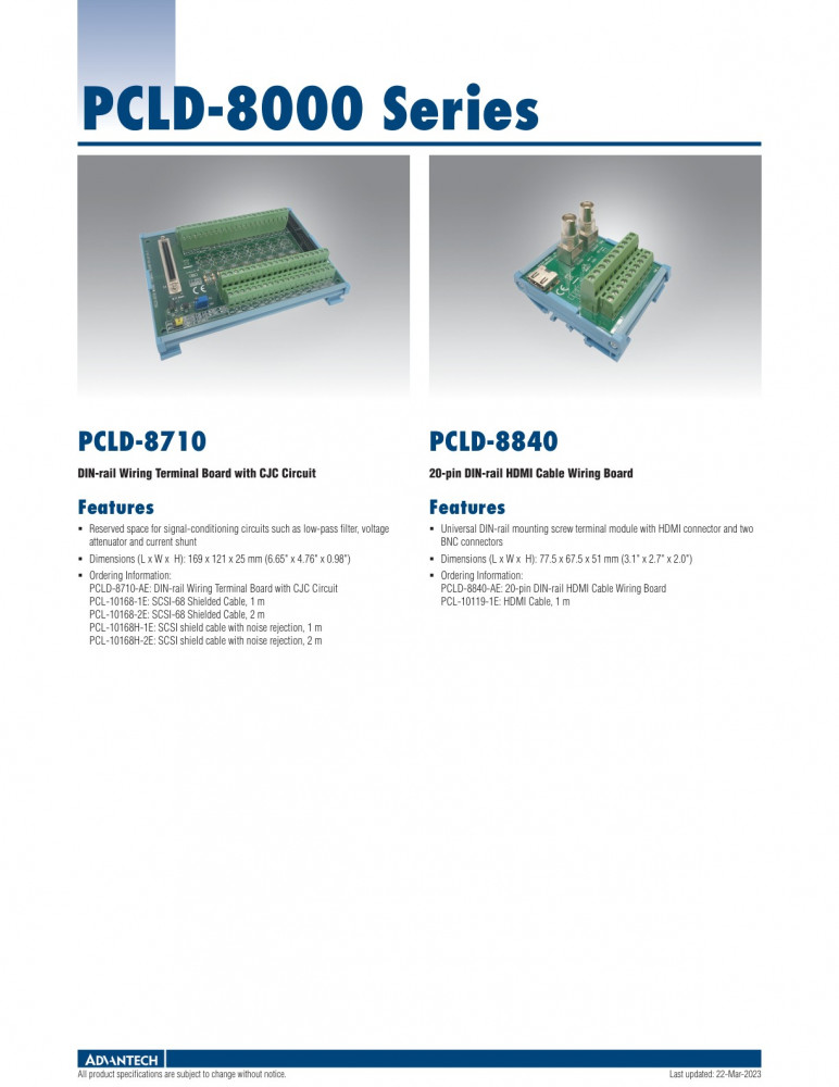 PCLD-8710 product document page