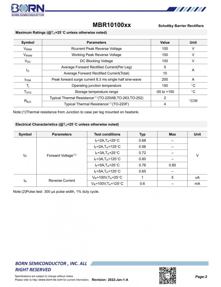 MBR10100FCT datasheet page 2
