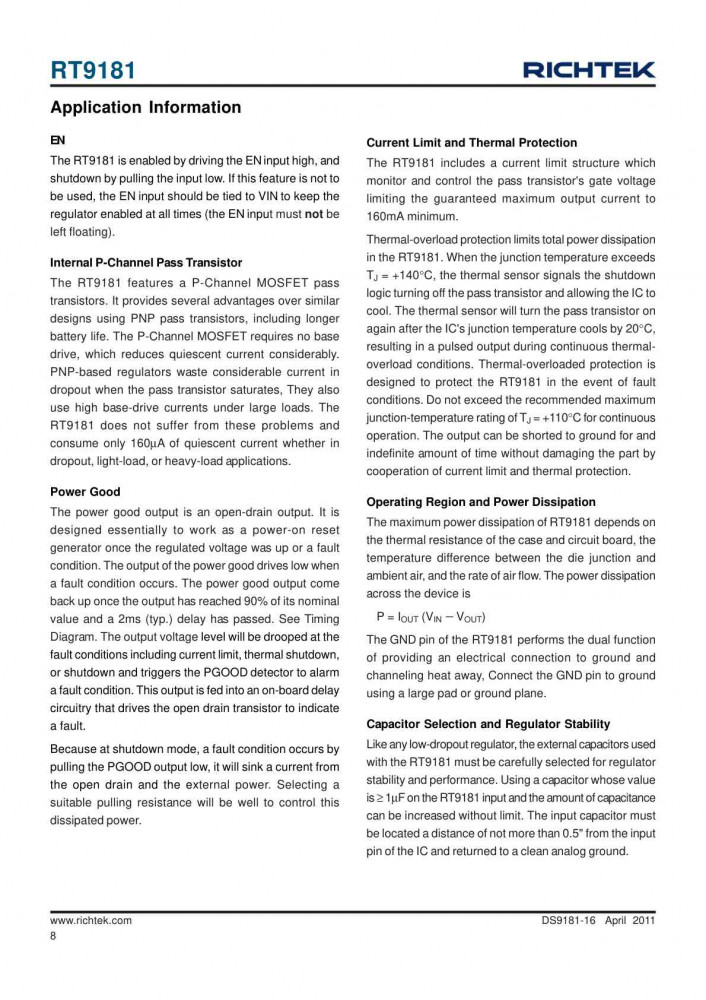 RT9181 technical document page 8